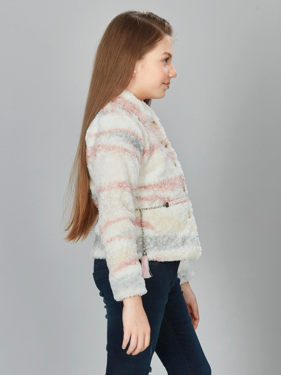 Girls Abstract Print Jacket with Belt 16747 | Peppermint