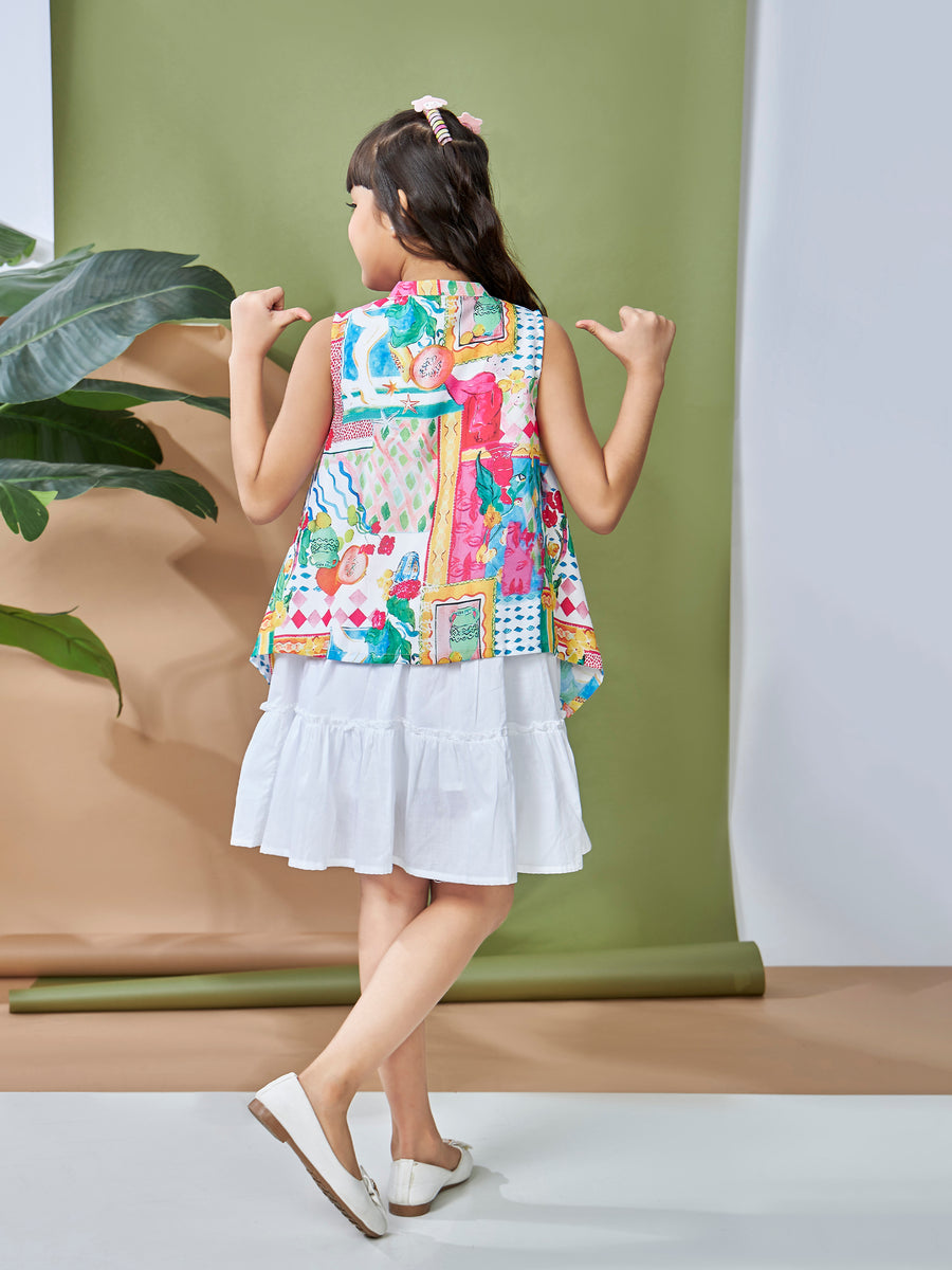 Girls Printed Dress with Jacket 19176 | Peppermint