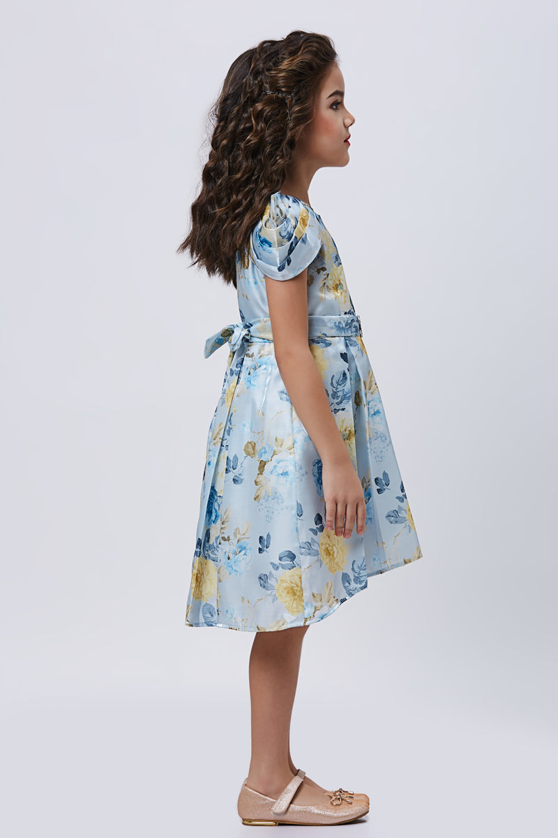 Girls Floral Print Dress with Belt 16460 | Peppermint