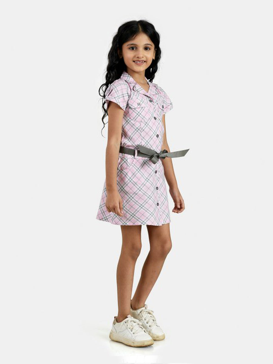 Girls Checkered Dress with Belt 18154 | Peppermint