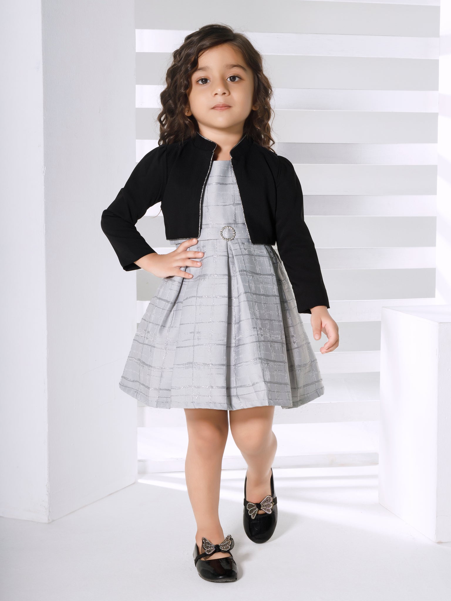 Girls Checkered Dress with Jacket 18377 | Peppermint