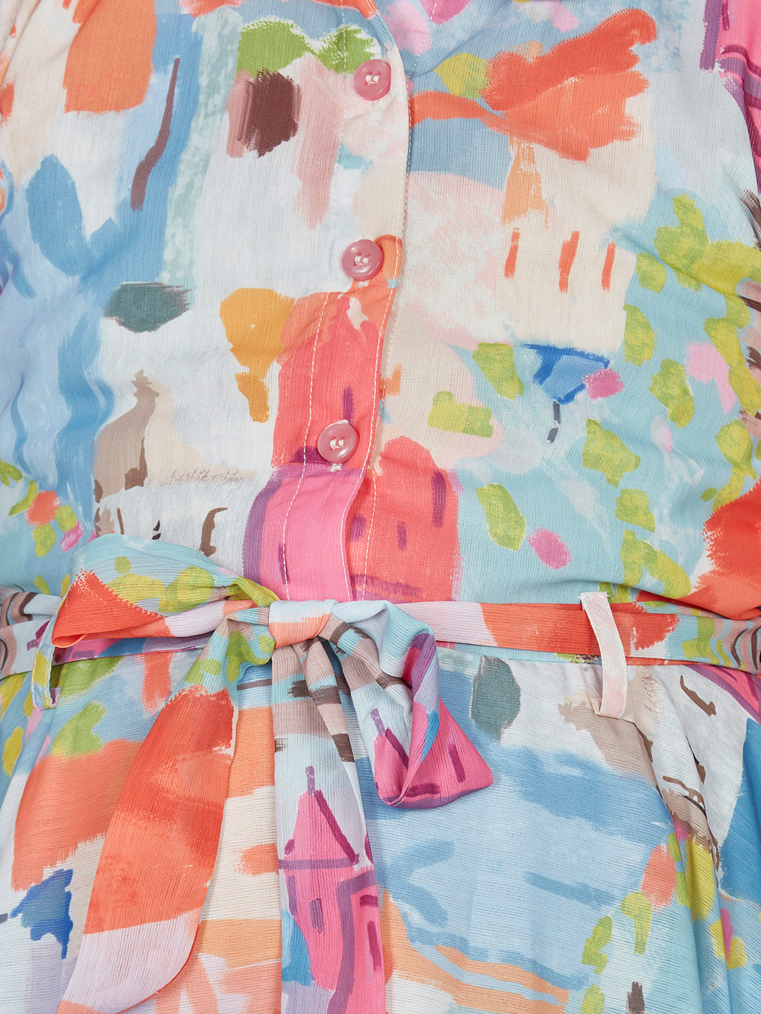 Girls Abstract Print Dress with Belt 16804 | Peppermint