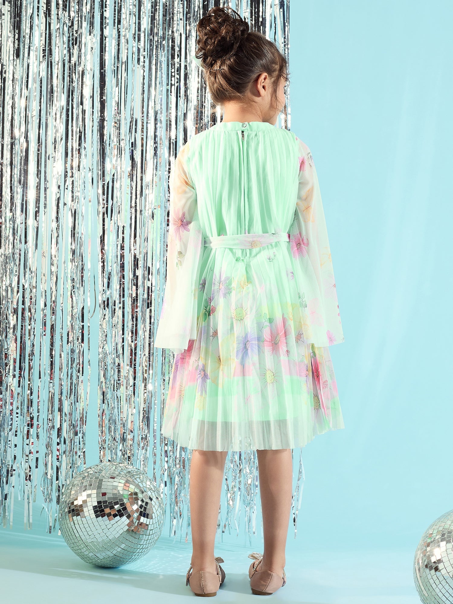 Girls Floral Print Dress with Belt 17170 – Peppermint
