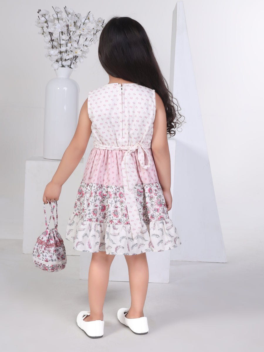 Girls Floral Print Dress with Purse 17186 | Peppermint