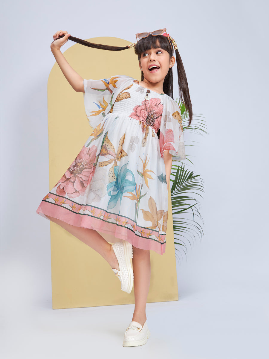Girls Floral Print Dress 19133 | Peppermint