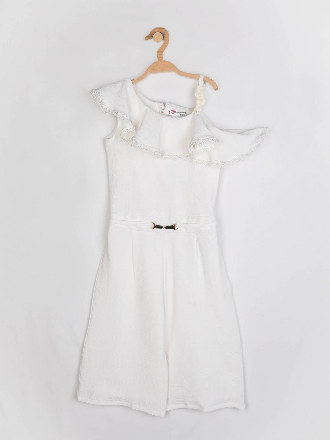 Buy Girls Off White Textured Jumpsuit | Peppermint