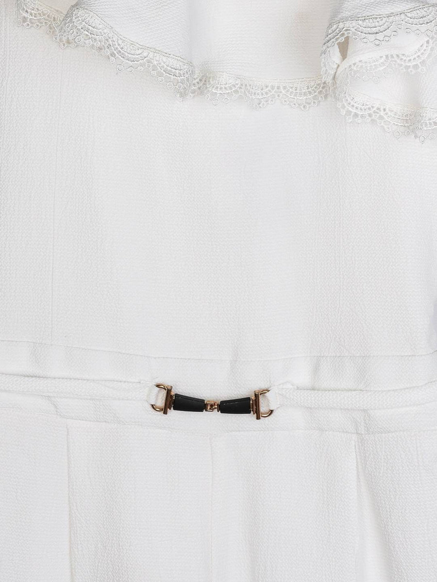 Buy Girls Off White Textured Jumpsuit | Peppermint