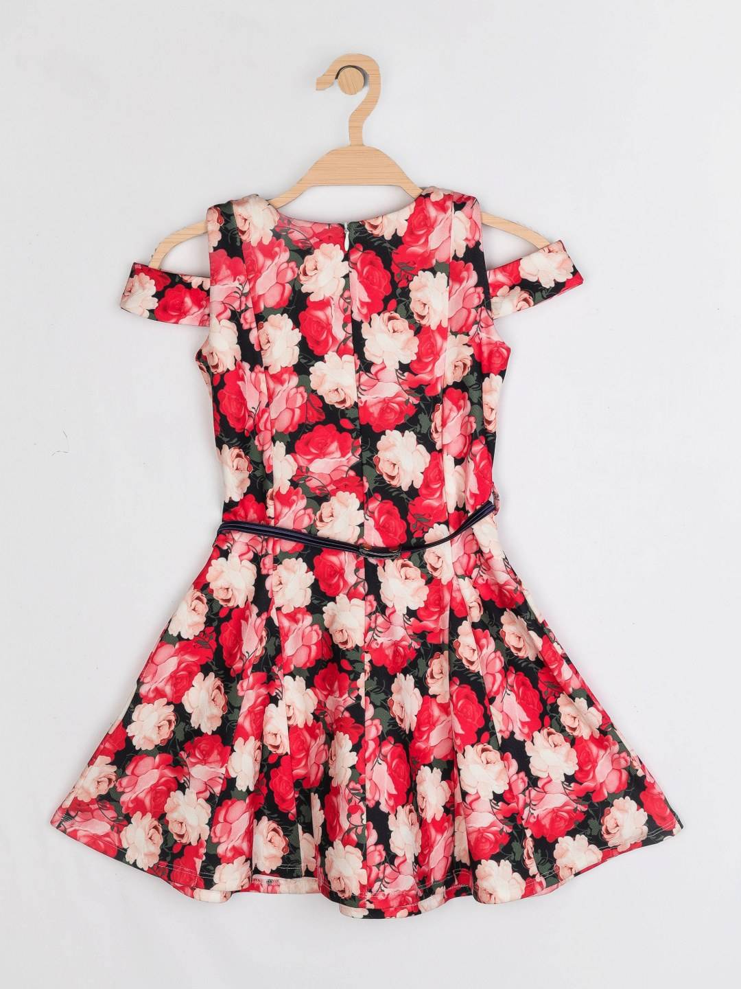 Buy Girls Red Net Dress With Belt | Peppermint