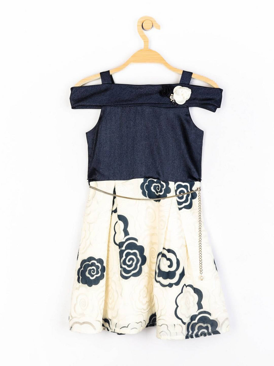 Girls Navy Blue Regular Dress With Belt 12398 | Peppermint