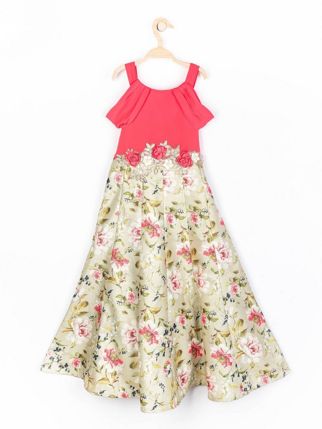 Girls Peach Printed Dress 13006 | Peppermint