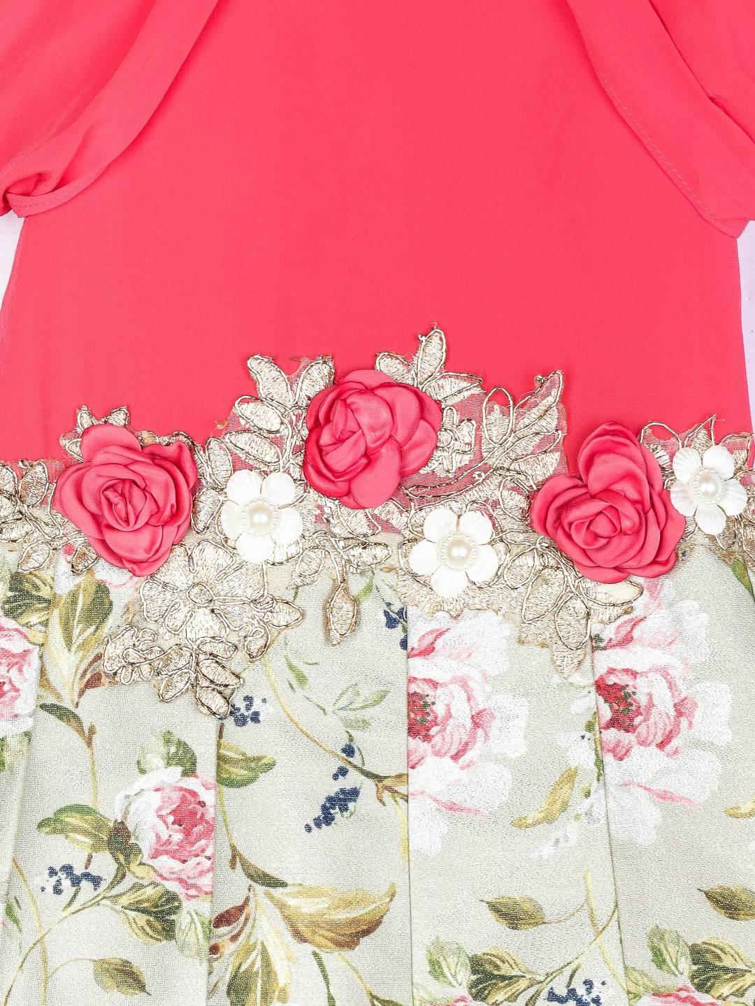 Girls Peach Printed Dress 13006 | Peppermint